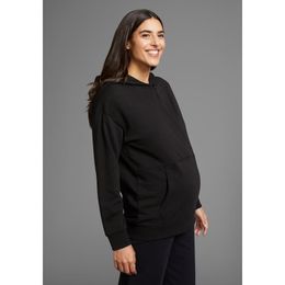 Neun Monate Damen Umstandssweatshirt &raquo;Stillsweatshirt f&uuml;r Schwangerschaft und Stillzeit&laquo;, Kapuzen-Sweatshirt mit praktischem Verschluss schwarz 36/38