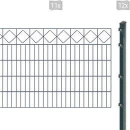 Arvotec Doppelstabmattenzaun &raquo;EXCLUSIVE 100 zum Einbetonieren "Karo" mit Zierleiste&laquo; Zaunh&ouml;he 100 cm, Zaunl&auml;nge 2 - 60 m grau Kunststoff, Stahl