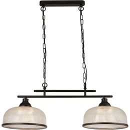 Searchlight H&auml;ngeleuchte &raquo;Highworth 2Lt Pendant - Black Metal & Holophane Style Glass&laquo; E27 1 Stk. schwarz