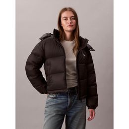 Calvin Klein Jeans Damen Steppjacke &raquo;ESSENTIAL MIDWEIGHT PUFFER JACKE&laquo; mit Kapuze Mit Rundhalsausschnitt, regular fit schwarz XXL (46)