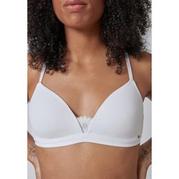 Skiny Damen &raquo;Cotton Lace&laquo; gepolstert, ohne B&uuml;gel, bequem, Baumwollmix, elastisch wei&szlig; 70, Cup B