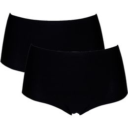After Eden Damen High-Waist-Hipster &raquo;UNLIMITED&laquo; 2er Pack, elastischer Bund schwarz Einheitsgr&ouml;&szlig;e