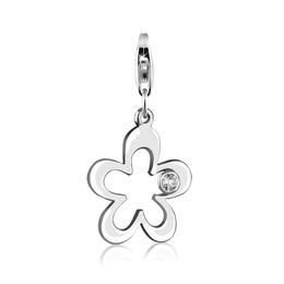 NENALINA Damen Charm-Einh&auml;nger &raquo;Blumen-Anh&auml;nger Zirkonia Kristalle 925 Silber&laquo; silber