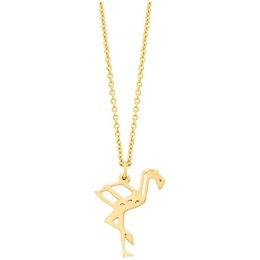 JULIE JULSEN Damen Kette mit Anh&auml;nger &raquo;925/- Sterling Silber vergoldet Flamingo&laquo; gold