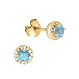 Firetti Damen Paar Ohrstecker &raquo;Schmuck Geschenk Gold 375 Ohrschmuck Edelstein Farbstein Topas&laquo; mit Blautopas (beh.) - mit Diamant gold