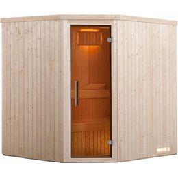 Weka Sauna &raquo;Elementsauna KIRUNA 2&laquo; vorgefertigte Elemente, 230 Volt Anschluss, moderne Ganzglast&uuml;r beige