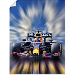 Artland &raquo;Max Verstappen - Weltmeister der Formel1&laquo; Auto 1 Stk. tlg. als Alubild, Leinwandbild, Poster in verschied. Gr&ouml;&szlig;en blau
