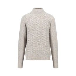 Fynch-Hatton Herren Fynch-Hatton Strickpullover mit Stehkragen und Zopfmuster wei&szlig; 4XL