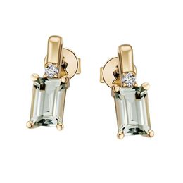 Firetti Damen Paar Ohrstecker &raquo;Schmuck Geschenk Gold 585 Ohrschmuck Ohrringe Rechteck Baguette&laquo; mit Amethyst - mit Brillanten