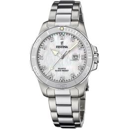 Festina Damen &raquo;Boyfriend Collection&laquo; Armbanduhr, Damenuhr, Edelstahlarmband, bis 10 bar wasserdicht, Datum silber
