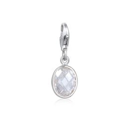 NENALINA Damen Charm-Einh&auml;nger &raquo;Zirkonia Oval Anh&auml;nger Klassisch 925 Silber&laquo; silber