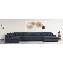 Home Affaire Wohnlandschaft &raquo;Skara XXL U-Form&laquo; Lounge-Sofa XXL mit Federkern-Polsterung, in vielen Bezugsvarianten blau 100% Polyester