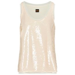 BOSS Orange Damen BOSS Orange Blusentop &raquo;Illettes Premium Damenmode&laquo; mit Pailetten beige 36