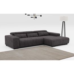 COTTA Ecksofa &raquo;Side L-Form, mit Kopfteilverstellung & 3 Nierenkissen&laquo; optional motorische Sitztiefenverstellung schwarz 96% POLYESTER (PES) / 4% 