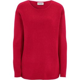 bonprix Damen bonprix Strickpullover &raquo;Milano Rib Pullover mit Rundhals&laquo; aus Baumwolle und Polyacryl, mit Rundhalsausschnitt rosa 48/50 (XL)