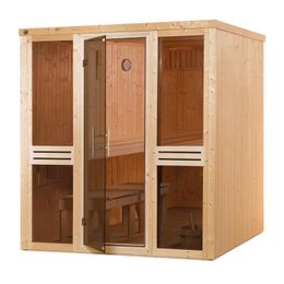 Weka Sauna &raquo;Elementsauna KAARINA 2&laquo; platzsparende Nischensauna, 2 Fensterelemente, moderne Ganzglast&uuml;r beige