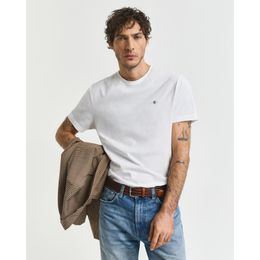 Gant Herren T-Shirt &raquo;SLIM SHIELD SS T-SHIRT&laquo; mit Logostickerei auf der Brust wei&szlig; M