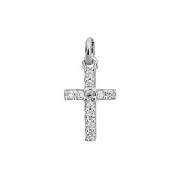 Lyomi Damen LYOMI Kettenanh&auml;nger &raquo;585/- Wei&szlig;gold Kreuz 11 synth. Diam. 0,14ct.&laquo; ()