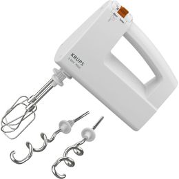 Krups Handmixer &raquo;3 MIX 7000&laquo; 500 W Turbo-& Auswurftaste, Schneebesen & Knethaken aus Edelstahl, F60814 wei&szlig; Handmixer