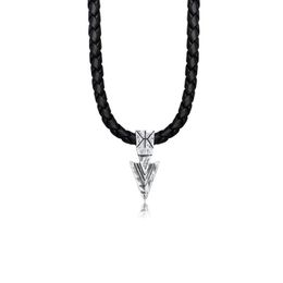 Kuzzoi Herren Kette mit Anh&auml;nger &raquo;Herren Lederkette Arrow Pfeil Oxidiert 925 Silber&laquo; silber