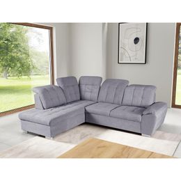 WERK2 Ecksofa &raquo;Brindisi, Multifunktion, bequem & komfortabel, Breite 263cm, L-Form&laquo; mit verstellbaren Kopfteilen, Bettfunktion & Bettkasten grau 95% 