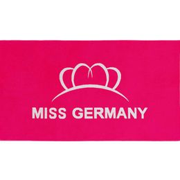 MISS GERMANY Strandtuch &raquo;&laquo; Velours, mit gro&szlig;em Logo-Motiv pink Samt, Obermaterial: 100% Baumwolle