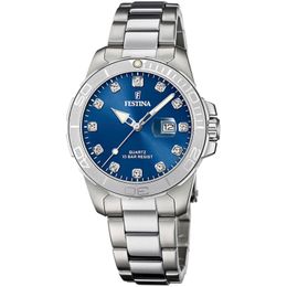 Festina Damen &raquo;Boyfriend Collection&laquo; Armbanduhr, Damenuhr, Edelstahlarmband, bis 10 bar wasserdicht, Datum silber