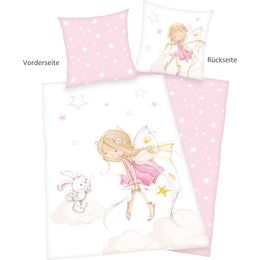 Baby Best Babybettw&auml;sche &raquo;Little Fairy&laquo; mit niedlichem Feen-Motiv rosa Flanell, Obermaterial: 100% Baumwolle
