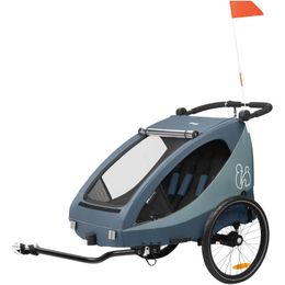 hauck Fahrradkinderanh&auml;nger &raquo;2in1 Bike Trailer und Buggy Dryk Duo Plus, dark blue&laquo; f&uuml;r 2 Kinder; inklusive Deichsel blau Fahrradkinderanh&auml;nger