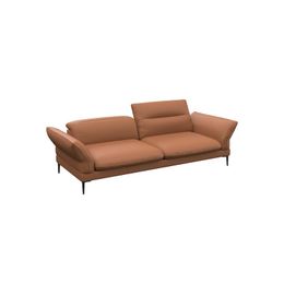 FLEXLUX &raquo;Salino, Funktionssofa, Relaxsofa&laquo; Sofa mit Arm- und Kopfteil-Verstellungen, Kaltschaum & Stahl-Wellen braun 100% Echtleder