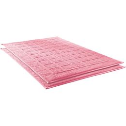 Dyckhoff Badematte &raquo;Planet&laquo; H&ouml;he 3 mm beidseitig nutzbar fu&szlig;bodenheizungsgeeignet Baumwolle, 2er Set Hotelmatte rosa Baumwolle
