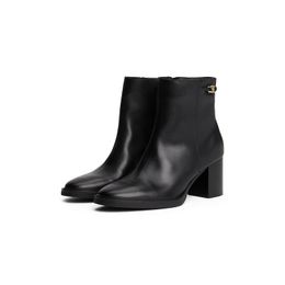 Tommy Hilfiger Damen Stiefelette &raquo;STACKED HEEL LEATHER ANKLE BOOT&laquo; , Blockabsatz, Ankleboots, Businessschuh, goldfarbenes Schmuckelement 41