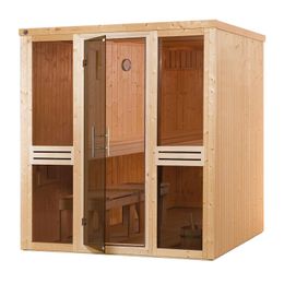 Weka Sauna &raquo;Elementsauna KAARINA 2&laquo; platzsparende Nischensauna, 2 Fensterelemente, moderne Ganzglast&uuml;r beige