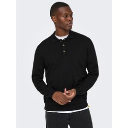Only & Sons Only & Sons Herren ONLY & SONS Polokragenpullover &raquo;ONSLOUI REG 12 LS MEL POLO KNIT&laquo; schwarz M