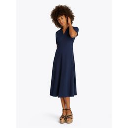 Tommy Hilfiger Damen Polokleid &raquo;LYOCELL OPEN-NK MIDI DRESS&laquo; in Midi-L&auml;nge, mit angeschnittenen &Auml;rmeln blau S (36), N-Gr