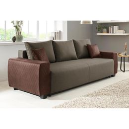 Home Affaire Schlafsofa &raquo;Bella, B: 241 cm, Liegefl. 142x194 cm&laquo; mit Bettfunktion, Bettkasten & 2 Zierkissen, Federkern braun Struktur fein/Luxus-