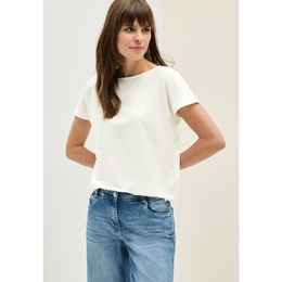 Cecil Damen T-Shirt mit Streifen-Struktur wei&szlig; S (38)