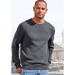 John Devin Herren Strickpullover Pullover aus weichem Strukturstrick grau S (44/46)