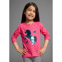 Kidsworld M&auml;dchen Kidsworld Langarmshirt &raquo;f&uuml;r kleine M&auml;dchen&laquo; Langarm, Basic-Passform, bedruckt, Rundhalsausschnitt 104/110