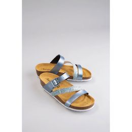 Aniston Shoes Damen Aniston SHOES Keilpantolette Sommerschuh, Strandschuh, Hausschuh, Glitter - NEUE KOLLEKTION blau 39