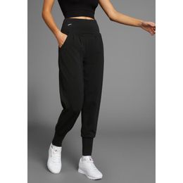 Fayn Sports Damen FAYN SPORTS Yogahose Zwei seitliche Eingrifftaschen & breiter Bund f&uuml;r sicheren Sitz schwarz 50, N-Gr