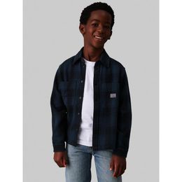 Calvin Klein Jeans Jungen Langarmhemd &raquo;Textured Checked Shirt&laquo; f&uuml;r Kinder bis 16 Jahre und mit Logopatch schwarz 10 (140), N-Gr