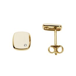 Firetti Damen Paar Ohrstecker &raquo;Schmuck Geschenk Gold 333 Ohrschmuck Viereck&laquo; mit Brillant - eingeriebene Fassung gold
