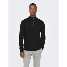 Only & Sons Only & Sons Herren ONLY & SONS Strickpullover &raquo;ONSWYLER LIFE REG 14 HALF ZIP KNIT NOOS&laquo; schwarz S