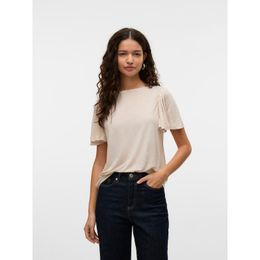 V&eacute;ro Moda Vero Moda Damen Kurzarmshirt &raquo;VMPALOMA ONELLA SS BOATNECK TOP VMA NOOS&laquo; beige S