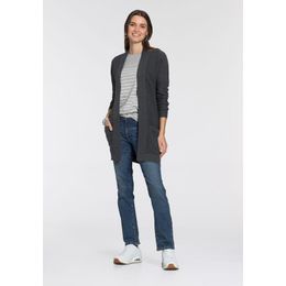 Tom Tailor Damen Tom Tailor Longstrickjacke aus Rippstrick mit aufgesetzten Taschen grau S (36)