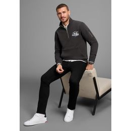 Delmao Herren DELMAO Sweatshirt &raquo;Troyer&laquo;, mit moderner &Auml;rmeltasche M