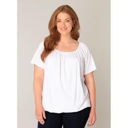 Base Level Curvy Damen Ballonshirt &raquo;Yoni&laquo; mit gerafftem Rundhalsausschnitt wei&szlig; 46