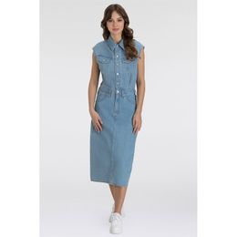 Levi's Levi's Damen Jeanskleid &raquo;ICONIC SLEEVELESS DRESS&laquo; Brusttaschen Eingrifftaschen Ges&auml;&szlig;taschen M&uuml;nztasche blau XS (34), N-Gr