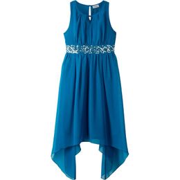 bonprix Kinder bonprix Chiffonkleid f&uuml;r festliche Anl&auml;sse, &auml;rmellos, Regular Fit blau 164, N-Gr